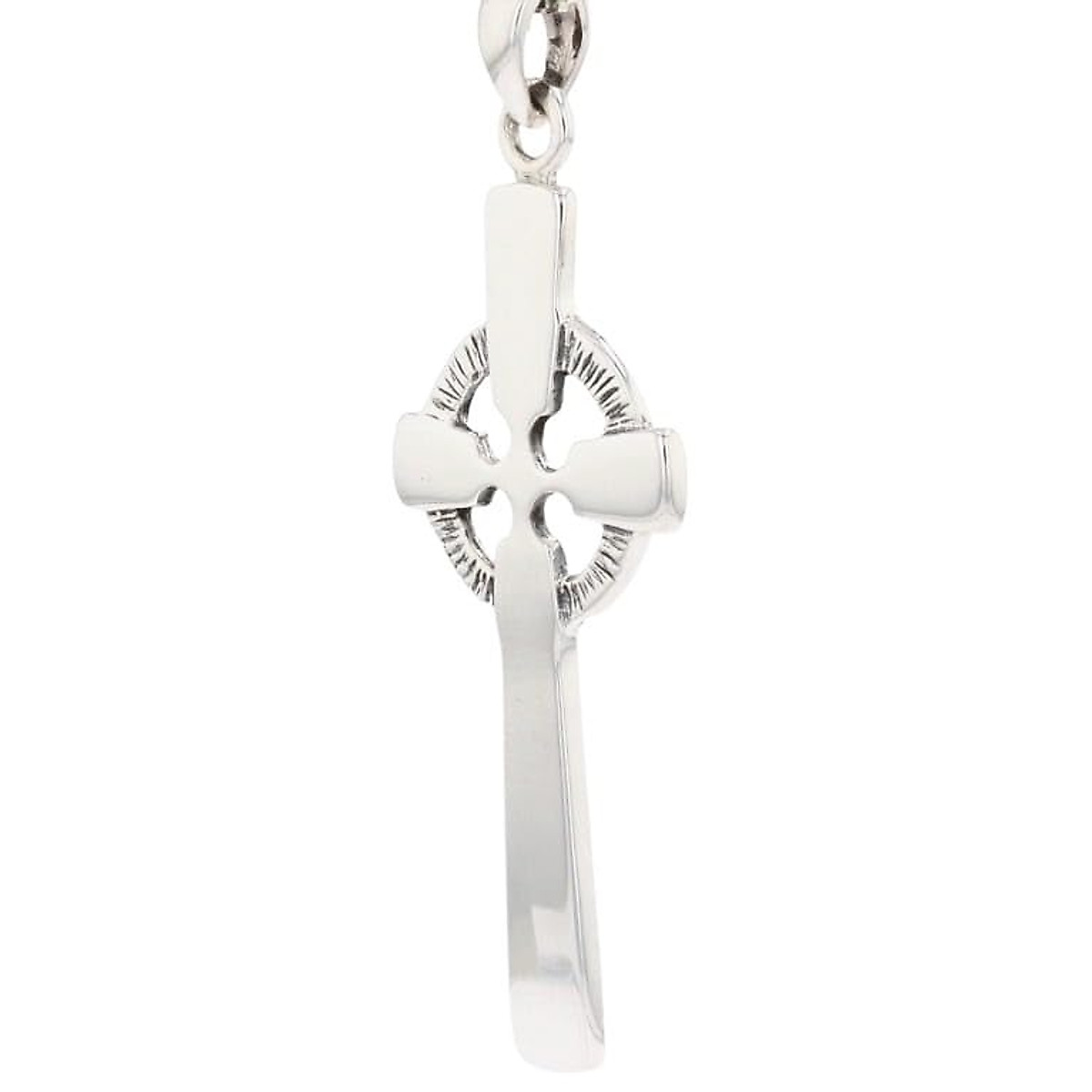 Jewelry Trends Sterling Silver Long Celtic Cross Pendant on 18 Inch Box Chain Necklace