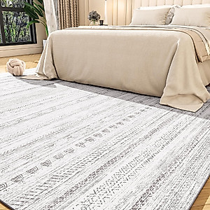 9x12 Area Rugs for Living Room Machine Washable Rug Distressed Indoor Carpet Neutral Moroccan Boho Rug Ultra Soft Area Rug for Bedroom Dining Room Playroom Office