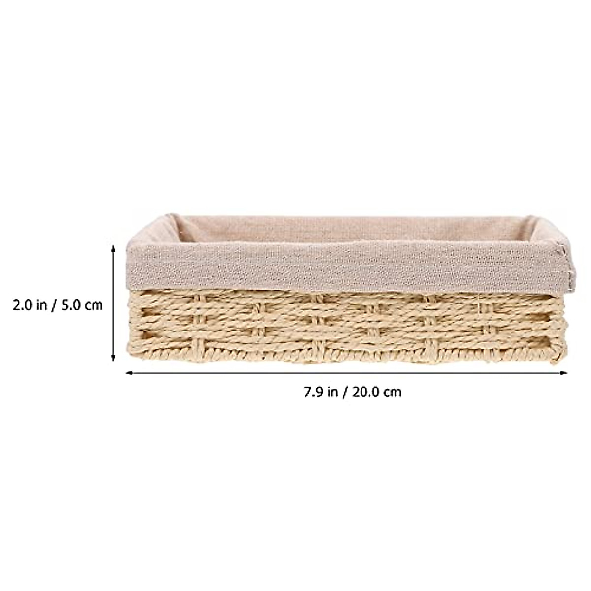 VOSAREA Small Wicker Baskets with Liners Shelf Baskets Rectangular Basket Rattan Wicker Baskets Sundries Organizer Cosmetic Makeup Holders (Beige)