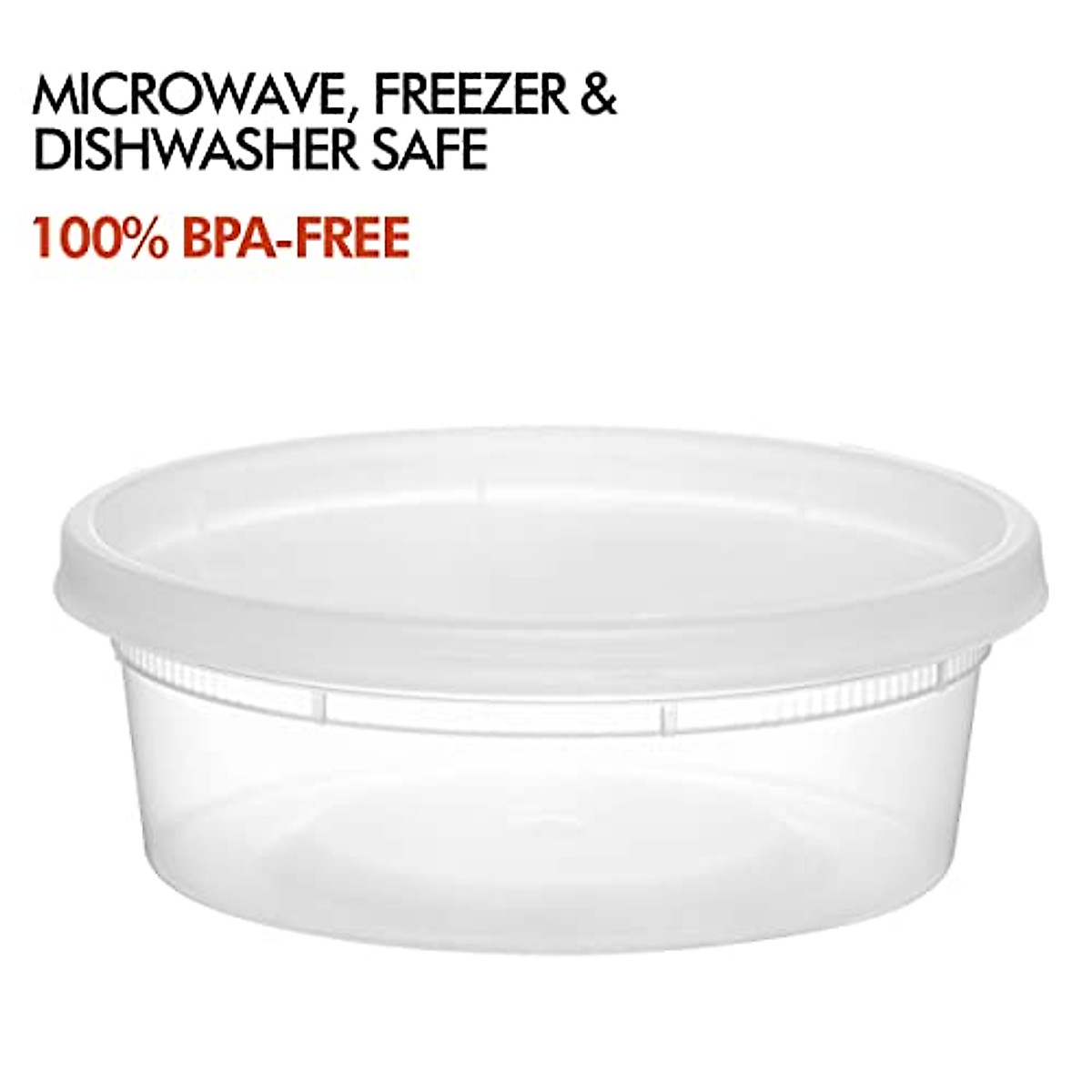 Deli Food Containers with Lids - 8 oz 60 Sets- Ideal for Food, Snacks, Takeout, Meal Prep - 1 Cup Small Durable Clear Containers for Food - Stackable and Durable, Freezer, Dishwasher & Microwave Safe