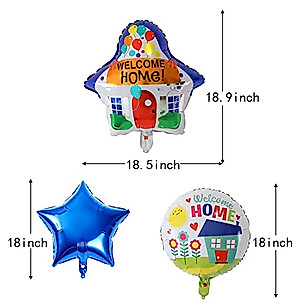 ALY 5PCS Welcome Home House Foil Balloons for Kids Birthday Baby Shower Party Decorations