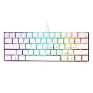 CMUNBBB RK61 Wired 60% Mechanical Gaming Keyboard RGB Backlit Ultra-Compact Hot-Swappable Brown Switch White (Color : White, Size : HotSwappable Brown Switch)