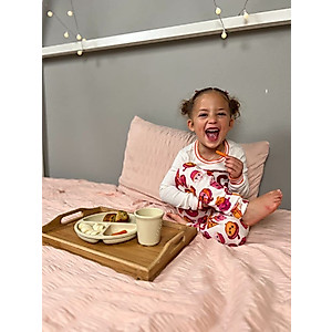 BraveJusticeKidsCo. | SiliSteel™ 2 Pack Silicone Plate for Big Kids | Divided with Deep Sides and Three Compartments | Dishwasher Safe | Patent Pending (Cream)