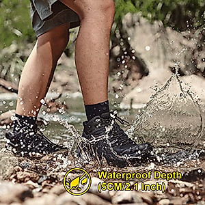 Grand Attack Hiking Boots Men Waterproof,Men's Ankle High Hiking Boots Shoes Outdoor Lightweight Trekking Trails Black 13