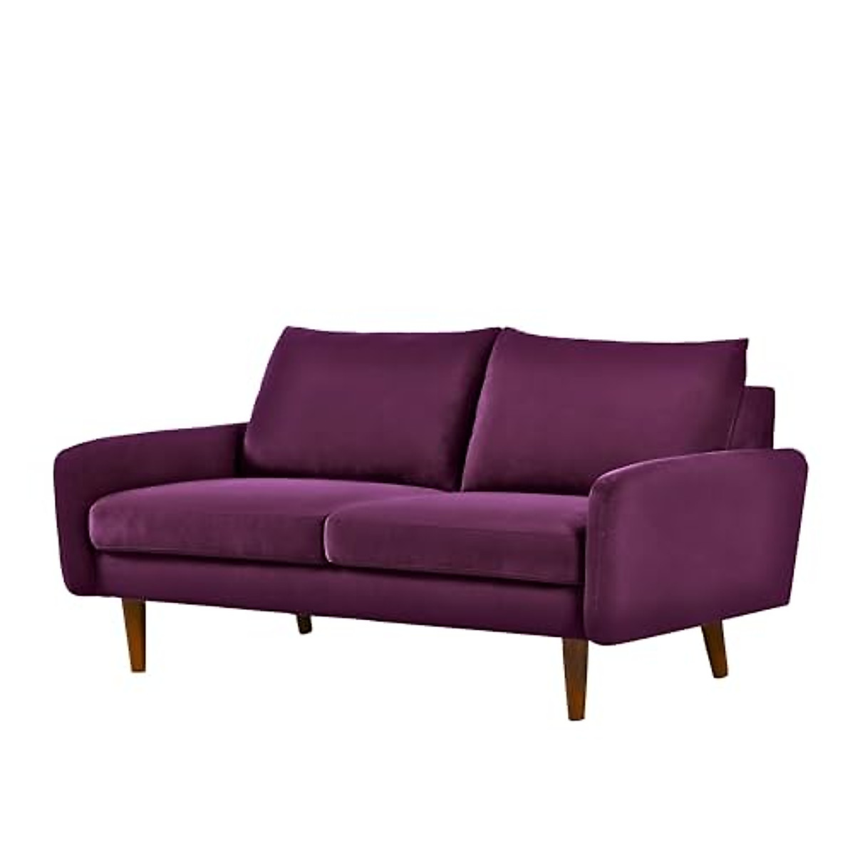 US Pride Furniture Kent Modern Velvet Loveseat Sofa, Comfortable 2 Seater Couch for Living Rooms and Small Spaces, Ideal Studio Apartment Furniture with Sleek Design, Eggplant