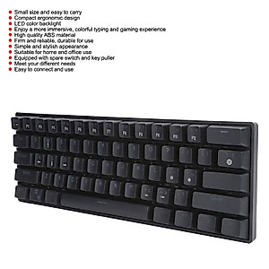 Estink Gaming Keyboard,61 Key Wired Mechanical Keyboard,LED Backlit Gaming Keyboard,Gaming Keyboard with Blue Switch,Suitable for Home and Office
