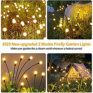 Solar Garden Lights Outdoor Waterproof, 𝐍𝐞𝐰 𝐔𝐩𝐠𝐫𝐚𝐝𝐞𝐝 10LED Firefly Lights Solar Outdoor, 2 Modes Breath & Warm White, Solar Outdoor Lights Decorative for Yard Pathway Landscape, 2 Pack