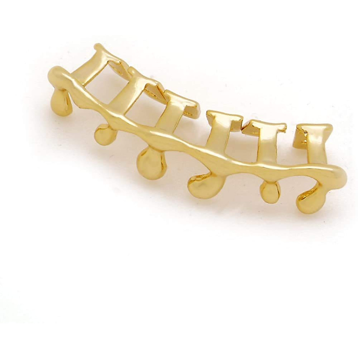 canjoyn 18K Gold Teardrop Bottom Grillz 6 Teeth Lower Teeth Drip Cap Grillz