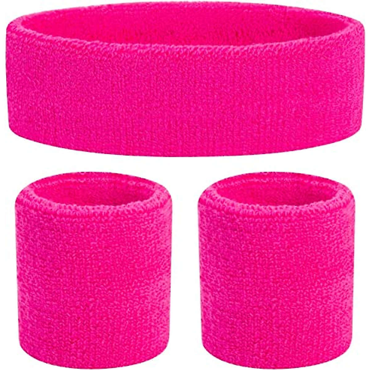 80s Sweatbands Neon Sweatbands Set Includes Pink, Blue, Yellow and Green Headband and Wristbands, Sweat Bands Headbands for Women with Matching Wristbands, Sweatbands for Women for Halloween Costumes