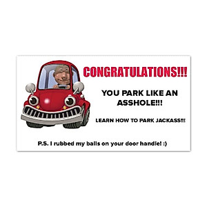 Crazy Novelty Guy 25 Cards - Funny Bad Parking Prank Revenge Practical Joke Card, Congratulations, You Park Like an Asshole, Learn How to Park Jackass, Standard Business Card Size