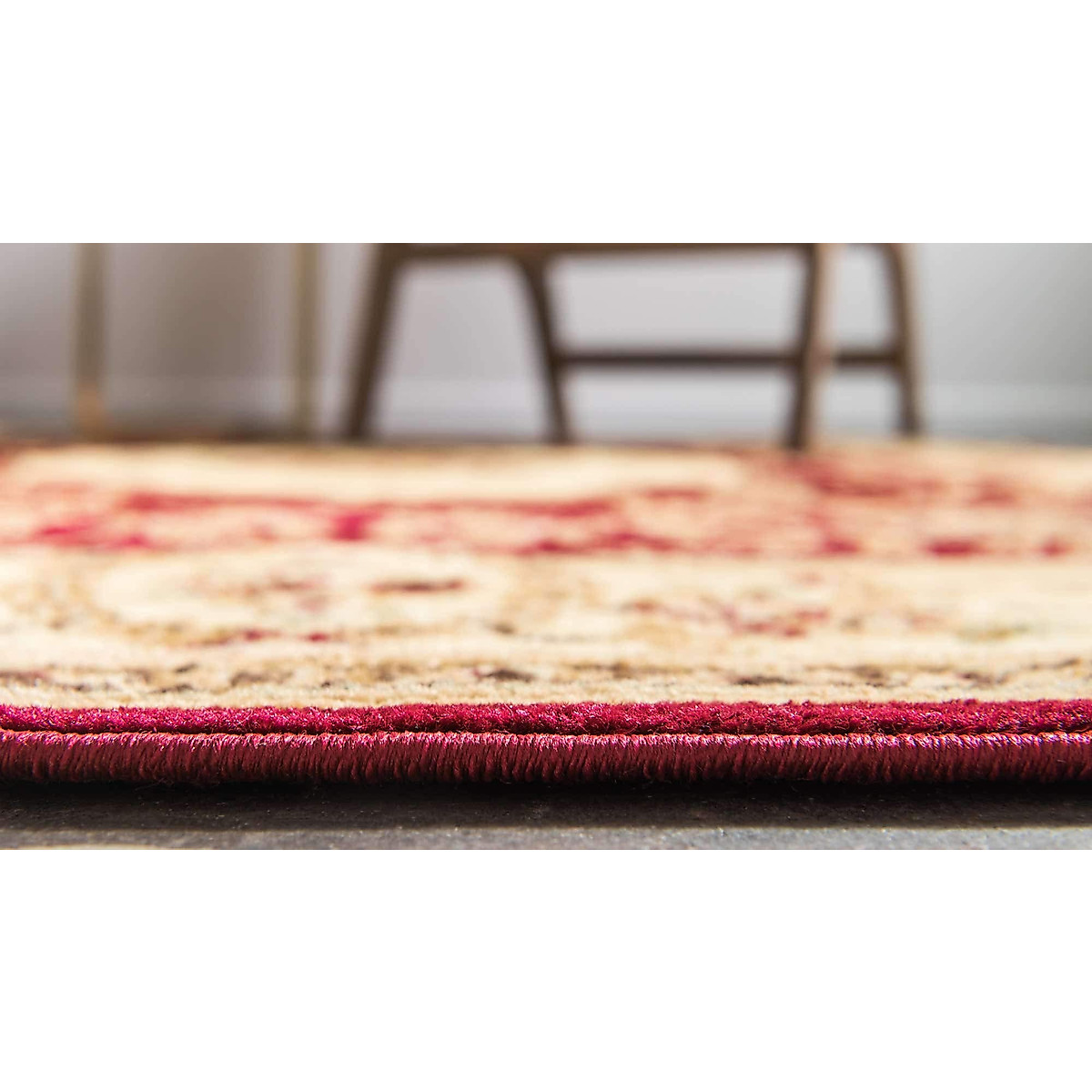 Unique Loom Versailles Collection Traditional Classic Medallion Motif Area Rug (6' 0 x 6' 0 Round, Burgundy/ Ivory)