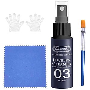 wekunro Jewelry Instant Shine Silver Jewelry Cleaner Spray and Brush Kit, Diamond-Shine Jewelry Cleaner Spray Set, Quick Jewelry Cleaning Spray Restore Sparkle for Jewelry 30ml (1PCS)