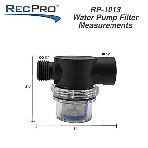 RecPro RV Replacement Water Pump Strainer | 1/2 Twist-On Pipe Strainer | Compatible with WFCO and Shurflo Pumps (RecPro)