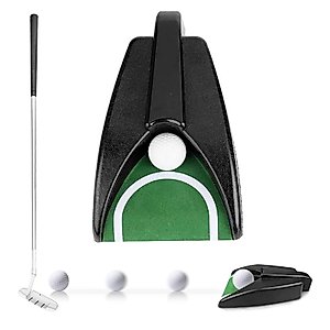 Practice Trainer Set, Automatic Putting Cup, Portable Putter Practice Kit with Ball Automatic Putting Cup and Right Hand Lever for Indoor Outdoor Training Putter Practice