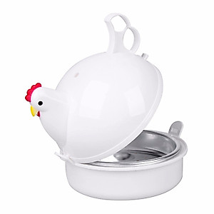 Generic Egg Steamer, Chicken Shape Microwave Egg Maker, Egg Scrambler with 4 Eggs Capacity | Eggs Poaching Tray Gadget, Egg Boiler Steamer Tool for Hard Boiled Eggs Poached Eggs Scrambled Eggs