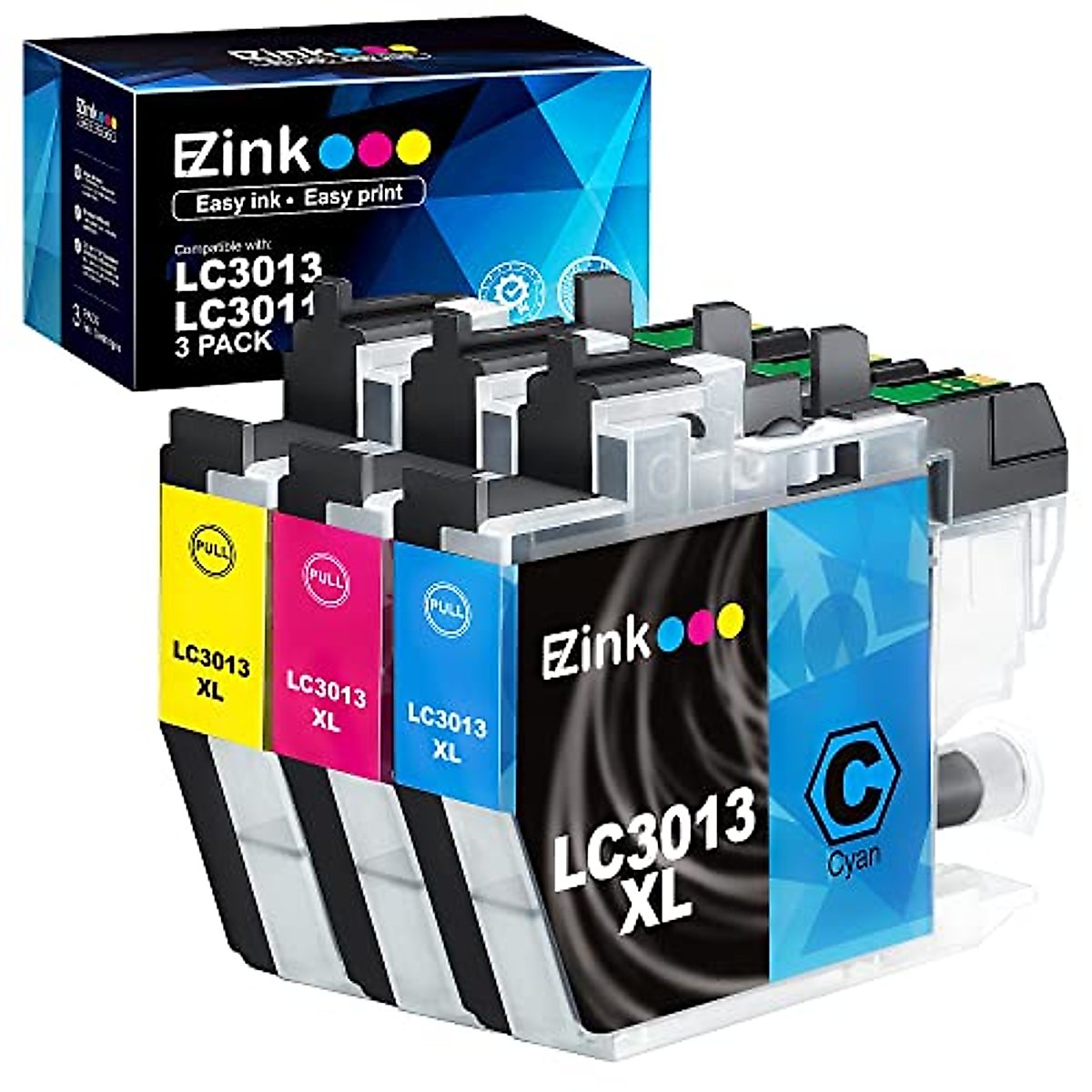 E-Z Ink (TM) Compatible Ink Cartridge Replacement for Brother LC3013 LC3011 LC 3013 for use with Brother MFC-J491DW MFC-J497DW MFC-J690DW MFC-J895DW Printer (1 Cyan, 1 Magenta, 1 Yellow, 3 Pack)