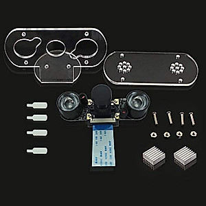 DEVMO Raspberry Pi 4B Night Vision Camera Module 5MP OV5647 Adjustable-Focus Webcam Video 1080p Compatible with Raspberry Pi 2/3 / 3 B / 3 B+ /4 /Zero&W Model B Model B+ with Case