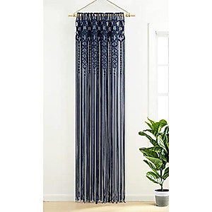 Lush Decor Boho Macrame Textured Cotton Window Curtain/Room Divider/Doorway/Wall Decor, 95" L x 40" W, Gray