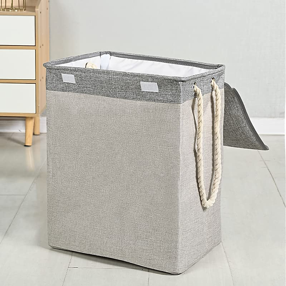 65l Large Laundry Hamper With Lid，Laundry Basket With Lid，Kids Laundry Hamper With Lid，Rope Basket，Hampers For Bedroom，Bathroom Laundry Hamper，Laundry Organizer，Dirty Clothes Basket，Grey (grey)