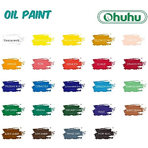 Ohuhu Oil Paint Set, 24 Oil-Based Colors, 12ml/0.42oz x 24 Tubes Non-Toxic Oil Painting Set Supplies for Canvas Painting Artist Kids Beginners Adults Classroom Great Art Supplies Gifts Ideal