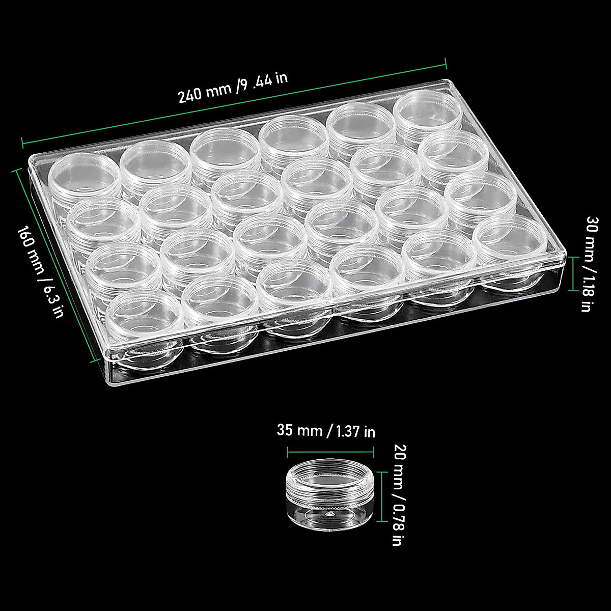 ZOENHOU 4 Pack 24 Grids Diamond Painting Storage Containers, Embroidery Diamond Storage Box Beads Organizer Case with Lid Clear Nail Art Accessories for Jewelry DIY