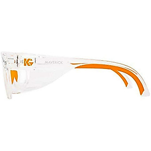 KleenGuard™ V30 Maverick Eye Protection (49301), with KleenVision™ Anti-Fog Coating, Clear Lenses Lenses, Clear Frame with Orange Tips (Qty 1)