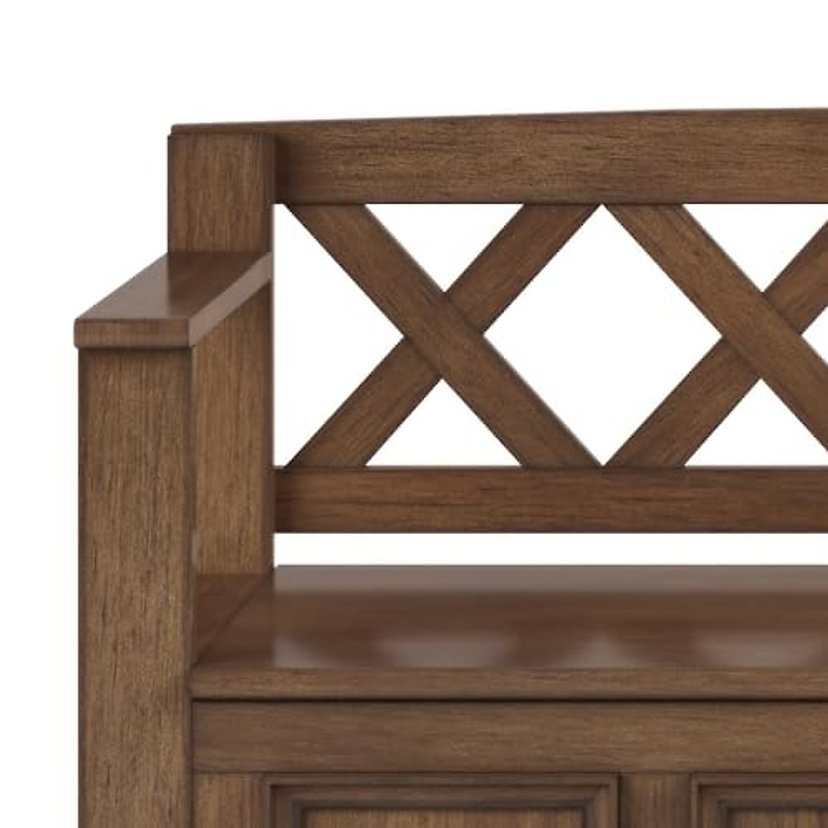 SIMPLIHOME Amherst SOLID WOOD 48 inch Wide Entryway Storage Bench with Safety Hinge, Multifunctional Transitional in Rustic Natural Aged Brown