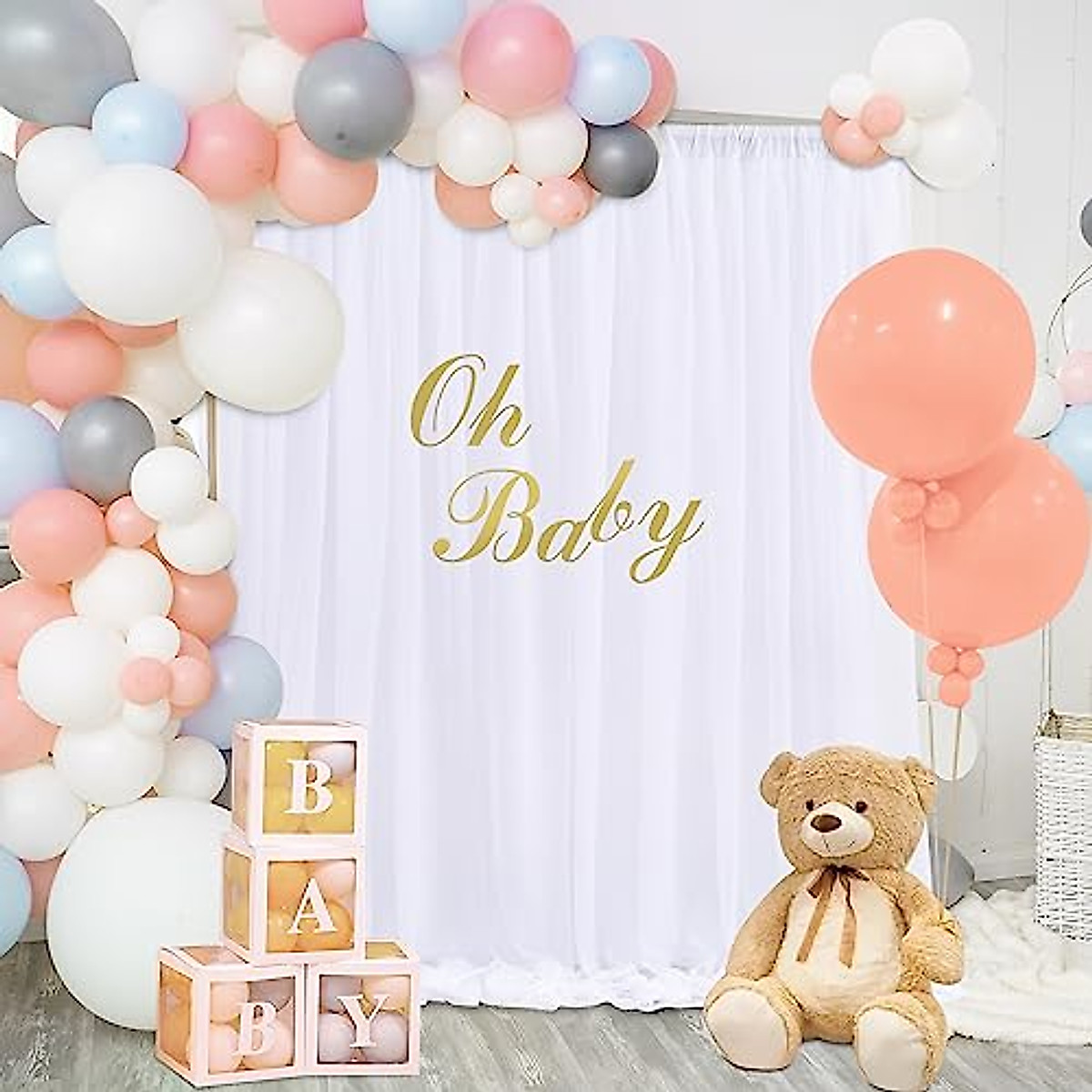 White Backdrop Curtains Sheer Tulle Backdrop for Parties 5ftx7ft Baby Shower Background for Wedding Party Ceremony Photo Backdrop