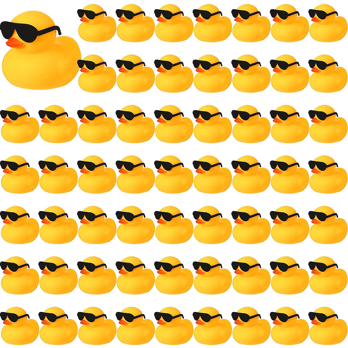60 Pcs Rubber Duck in Bulk with 60 Sunglasses, Mini Yellow Rubber Duck Gifts Bath Float Bathtub Toys Tiny Ducks for Cruise Holiday Baby Shower Decoration Birthday Party Favors Supplies