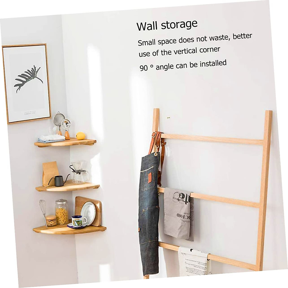 VOSAREA 2 Sets Wall Mounted Storage Shelves Decorative Shelving Hanging Storage Rack Floating Bookshelf Small Shelf Display Shelf Floating Wall Shelves Corner Bookshelf Wooden Corner Shelf