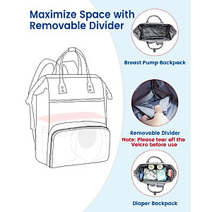 LOVEVOOK Breast Pump Backpack with Cooler Bag, Quilted Breast Pump Bags Fits Spectra S1, S2 Medela, Travel Double Layer Pumping Bag for Working Moms with 15.6" Laptop Pocket, Grey
