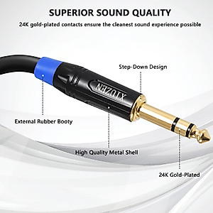 XIUZEN 1/4 inch TRS Stereo Cable, Balanced Quarter-inch(6.35mm) TRS to 1/4" 6.35mm TRS Male to Male Jack Bidirectional Audio Path Cable -3 Feet