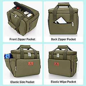 Hafmall Lunch Bag for Women Men, Wide Opening Insulated Lunch Box, Leakproof Lunch Tote Bag with Shoulder Strap, Reusable Lunch Bags for Adults for Work, Green