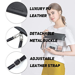 Vorspack 2 Packs Black Clear Purse Stadium Approved - Clear Bag Clear Crossbody Bag for Concerts Sports Festivals