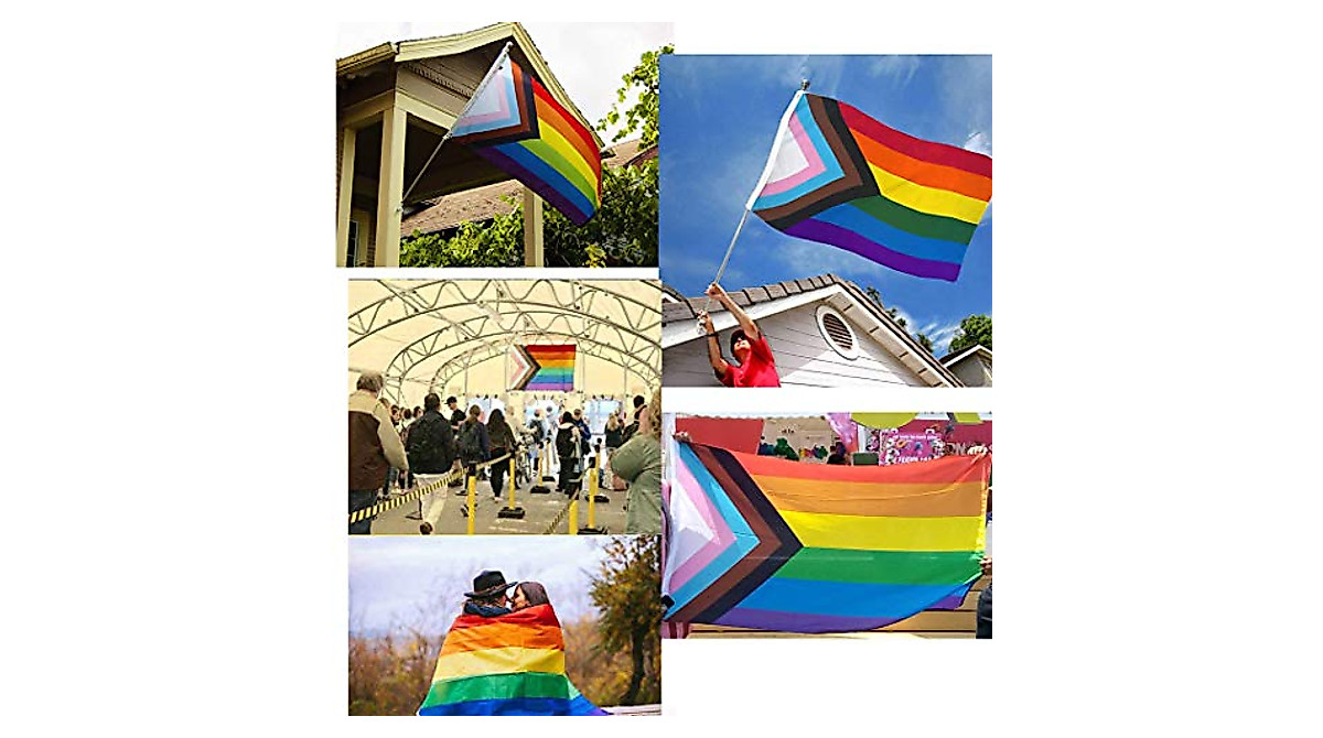 Progress Pride Rainbow Flag 3x5 ft LGBTQ Pride Flag for Indoor Outdoor Use
