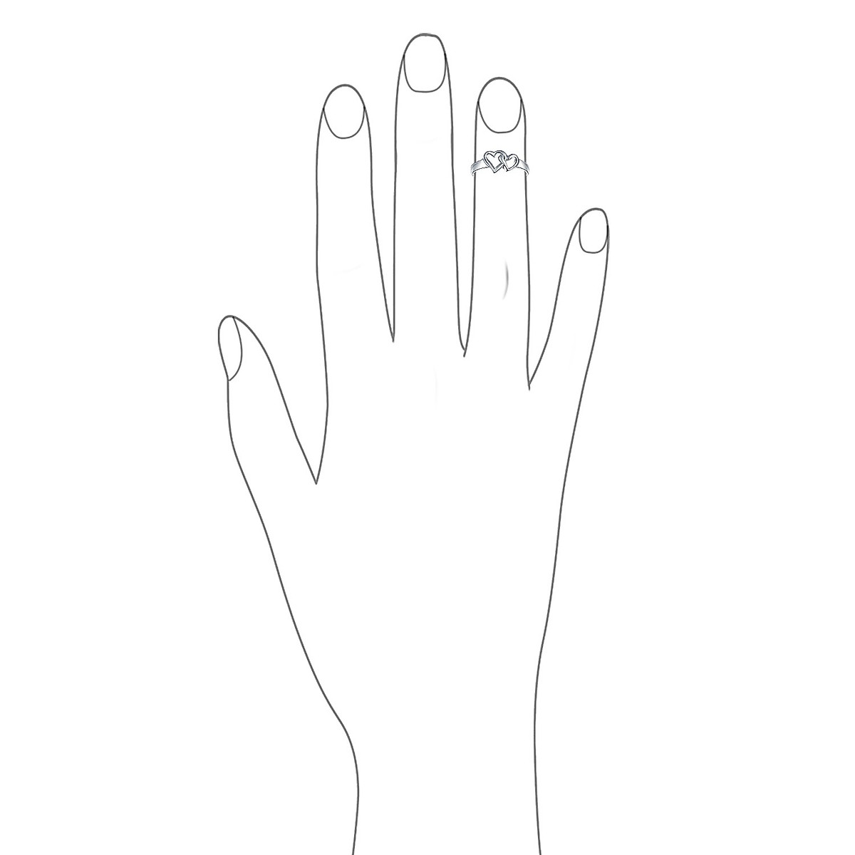 Bling Jewelry Personalized Romantic Midi Mid Finger Double Open Interlocking Hearts Toe Ring For Women Teen Polished .925 Silver Sterling Adjustable Custom Engraved