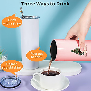 Needbrock Sublimation Tumblers Blank 20oz, 12 Pack Straight Skinny Double-Walled Insulated Tumblers Blank White with Individually Gift, Lids, Straw, Rubber Bottoms