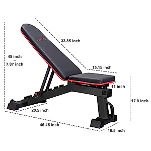 DERACY Adjustable Weight Bench for Full Body Workout, Incline and Decline Weight Bench for Indoor Workout, Home Gym (black1)