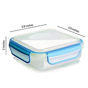 Kitchen & Cabana - 4 Pack of Sandwich Containers - Reusable, BPA Free Plastic, Snap Shut Lids with Airtight Silicone Seal. Great for Sandwiches, Snacks and Storage. (Kid Size Containers - 4 Pack - Multicolor)