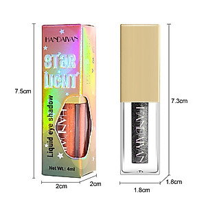 BEUKING Liquid Eye shadow 12 Colors White/Purple/Black/Red/Pink/Orange/Silver Waterproof Long Lasting Glitter Highlighter Pearlescent Shiny Eye Shadow Sequin Eye Silky Cosmetics For Daily Makeup (1#)