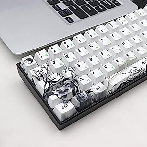 JSJT Custom Keycaps 110 Keys Panda Keycaps PBT Dye Sublimation Japanese Keycaps OEM Profile Keycaps with Keycap Puller for Cherry MX Switch 104/87/71/61 60 Percent Mechanical Keyboard