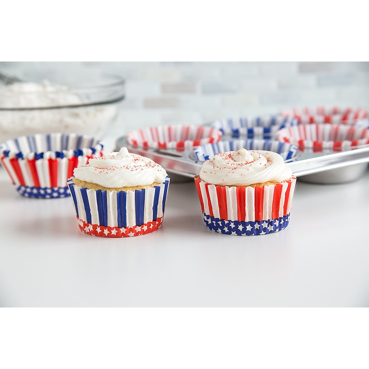 Fox Run Patriotic Bake Cup Set, 3 x 3 x 1.25 inches, Multicolored