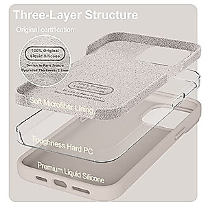 Ktele Compatible with iPhone 13 Pro Max Case 6.7 inch Premium Liquid Silicone with [Soft Anti-Scratch Microfiber Lining] Gel Rubber Full-Body Bumper Protection Case for iPhone 13 Pro Max - Stone