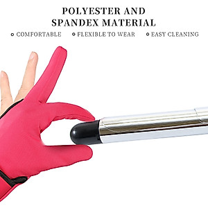Heat Resistant Gloves for Hair Styling 2 Pcs Curling Wand Glove 3 Finger Barber Glove Reusable Hair Dye Heat Protector Glove (Black, Rose Red)