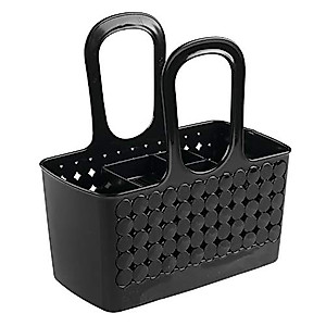 iDesign Plastic Portable Bath & Shower Caddy Tote The Orbz Collection, 11.75” x 6” x 12”, Black