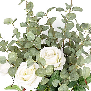 VGIA 6 Pcs Artificial Plants Eucalyptus Stems Eucalyptus Leaf Spray in Green Greenery Stems Silk Plastic Plants Floral for Home Party Wedding Decoration