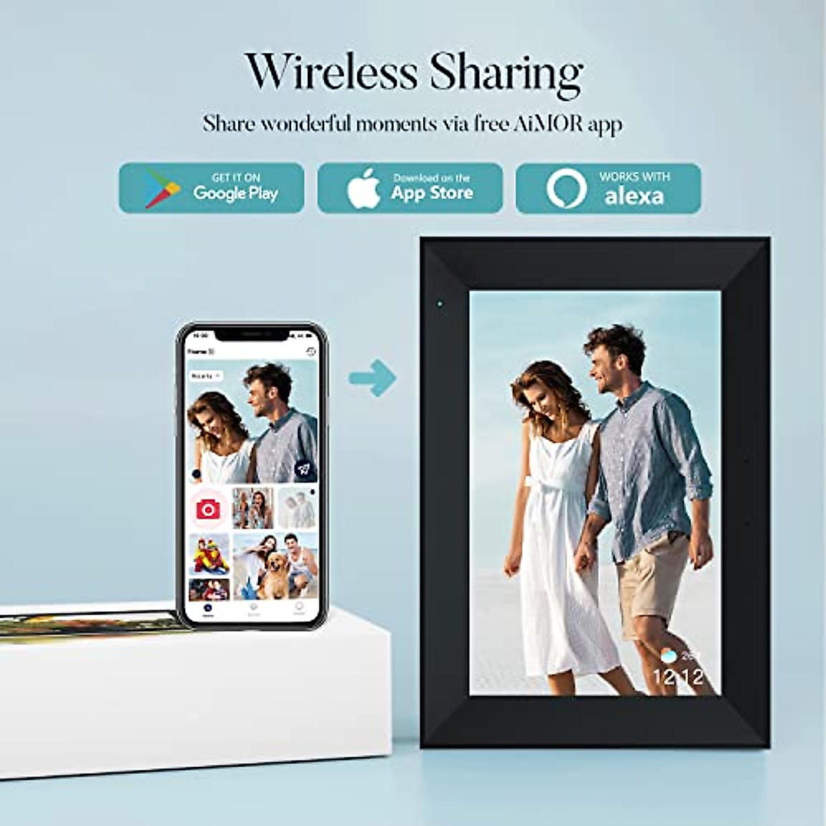 Digital Picture Frame, Dreamtimes 10.1 Inch WiFi Digital Photo Frame with 1280 * 800 HD Touchscreen, Auto Dim, Effortless One Minute Setup to Send Photos Via AiMOR App from Anywhere