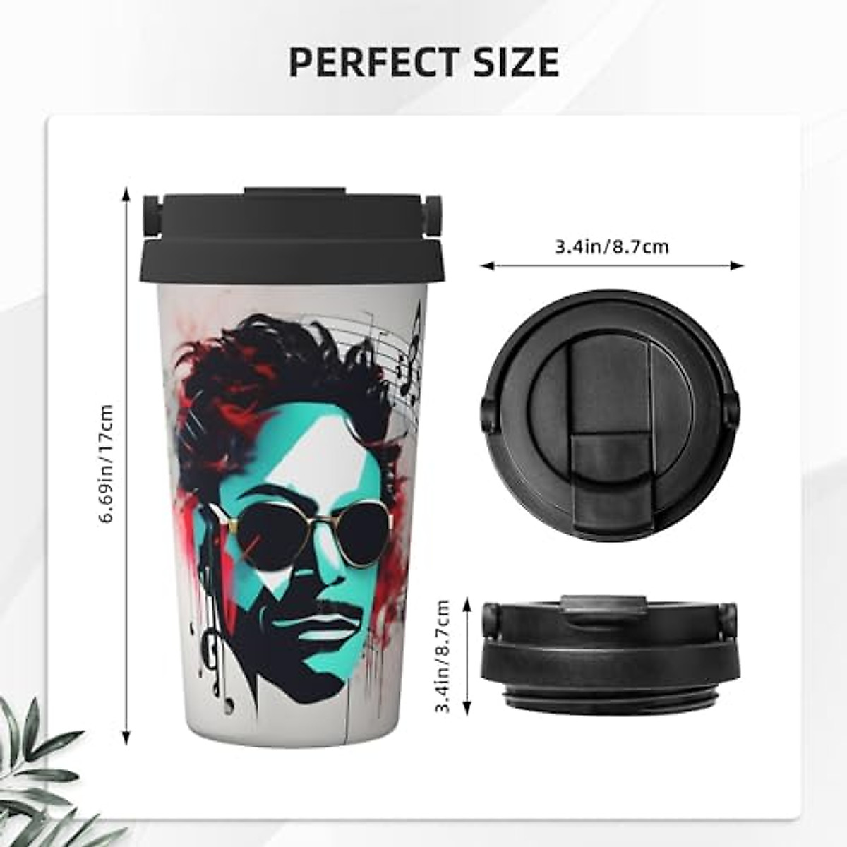 WANGXUEE Music Note Print 500ml Stainless Steel Travel Tumbler Double Wall Vacuum Insulated Coffee Mug