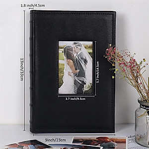 RECUTMS Photo Picture Album 4x6 300 Photos,Small Capacity Premium Leather Cover Wedding Family Photo Albums Holds 300 Horizontal Photos(Black)