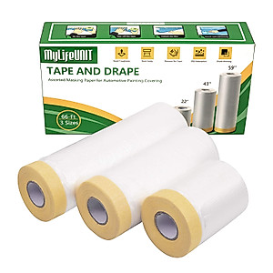MyLifeUNIT Tape and Drape, Assorted Masking Paper for Automotive Painting Covering (66-Feet, 3 Sizes)